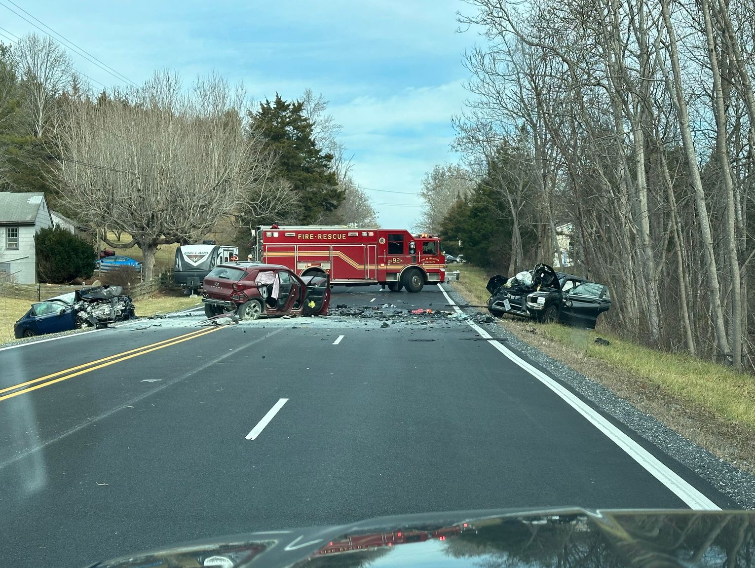 Two Airlifted Following Three-Vehicle Crash