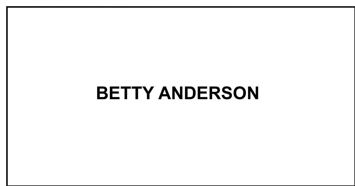 Obituary: BETTY ANDERSON