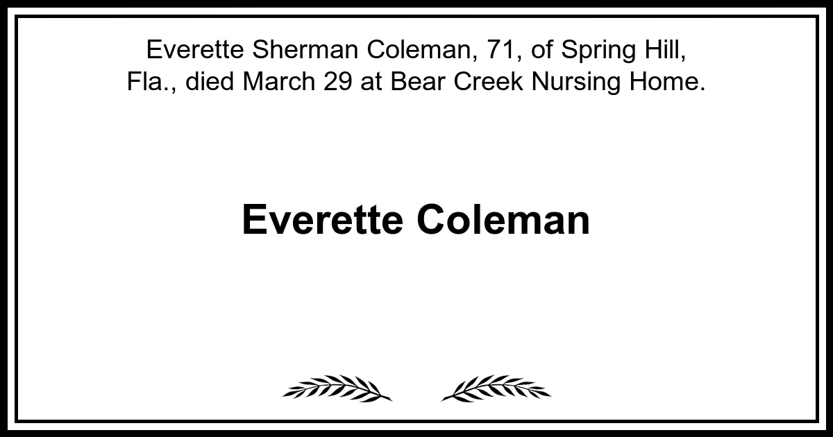 Obituary: Everette Coleman