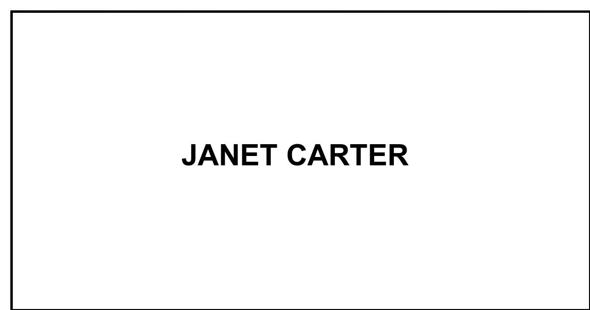 Obituary: JANET CARTER