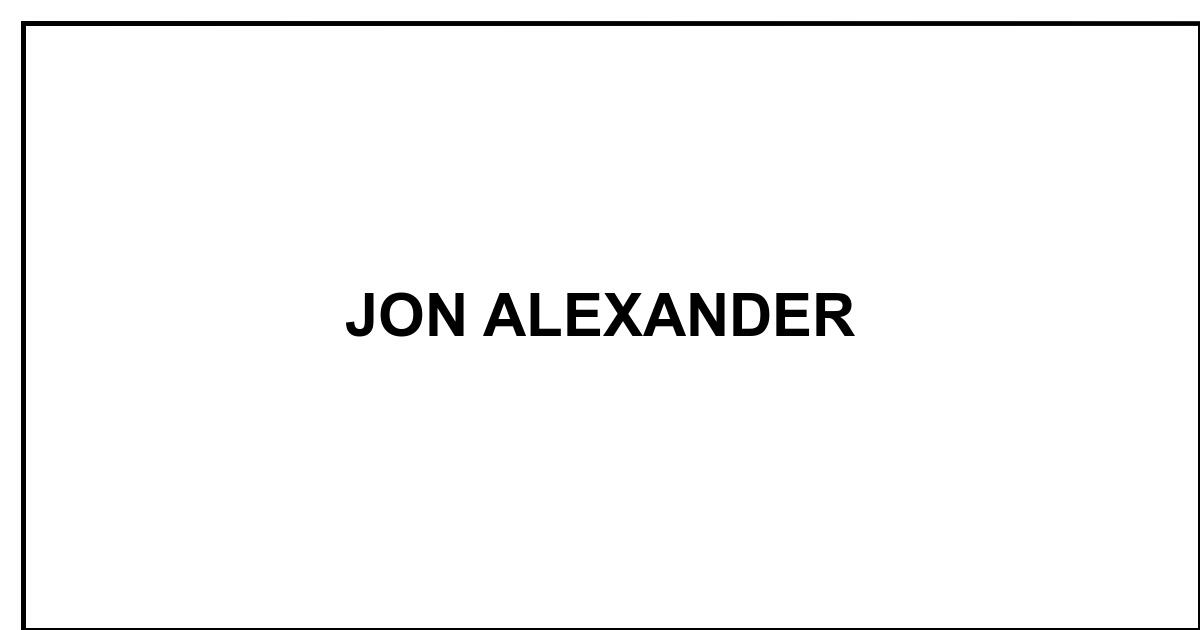 Obituary: JON ALEXANDER