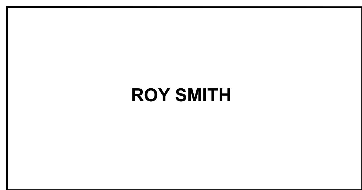 Obituary: ROY SMITH