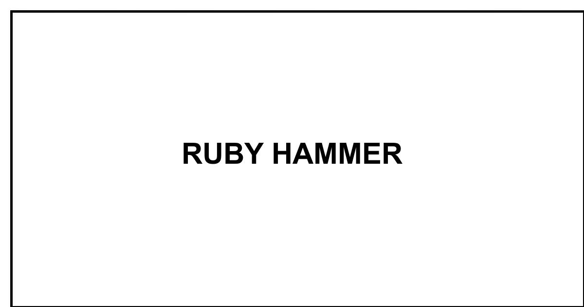 Obituary: RUBY HAMMER