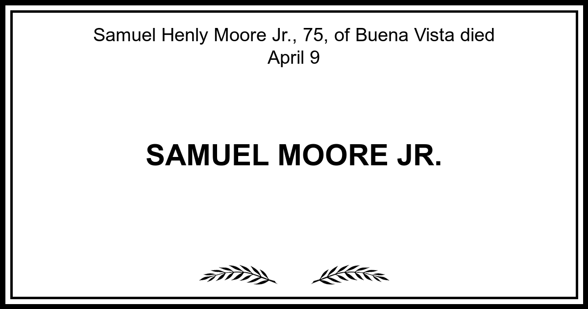Obituary: SAMUEL MOORE JR.